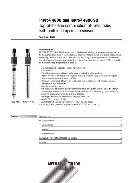 InProÂ® 4800 and InProÂ® 4800 SG Top-of-the-line ... - Mettler Toledo