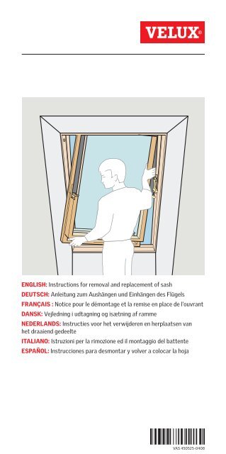 English: Instructions for removal and replacement of sash ... - Velux