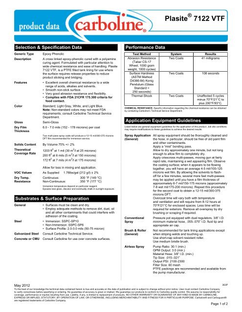Plasite 7122 VTF - Carboline