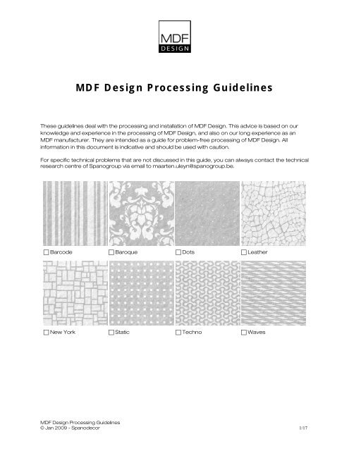 MDF Design Processing Guidelines - SpanoGroup