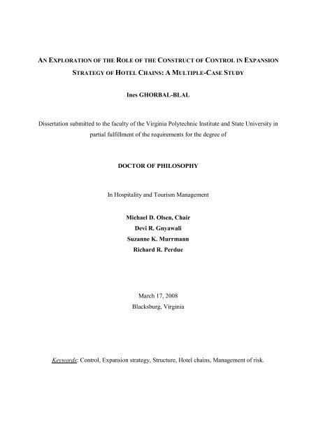 Ines GHORBAL-BLAL Dissertation submitted to the ... - Virginia Tech