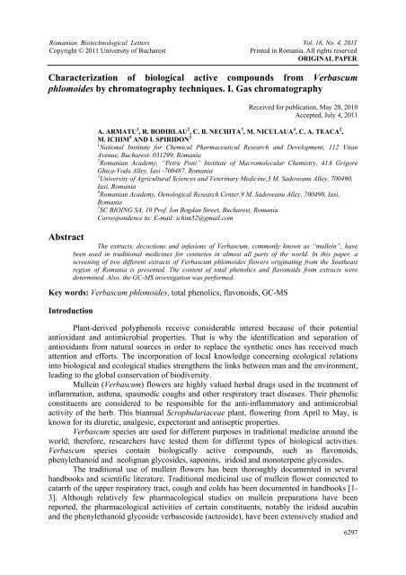 Characterization of biological active compounds from ... - Rombio.eu