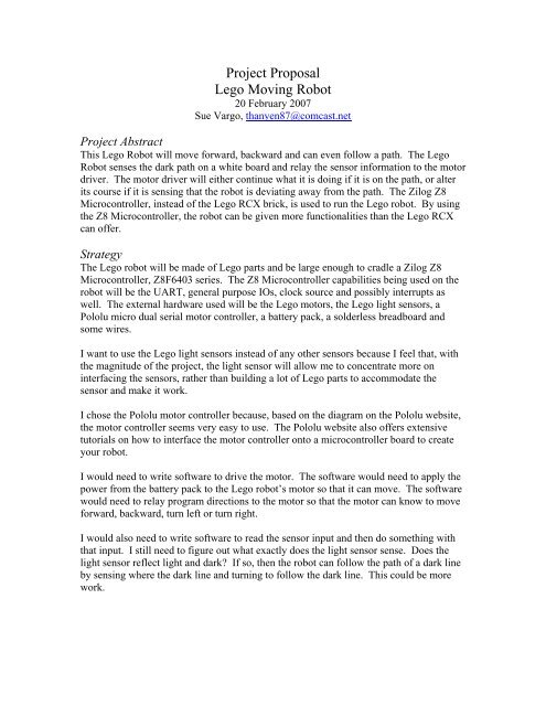 Project Proposal Lego Moving Robot - Atomic Rhubarb