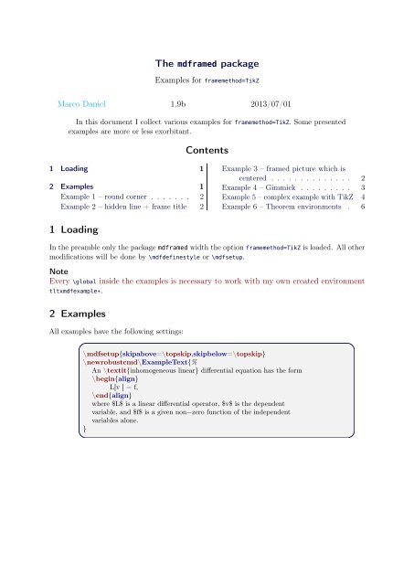 Documenation of mdframed