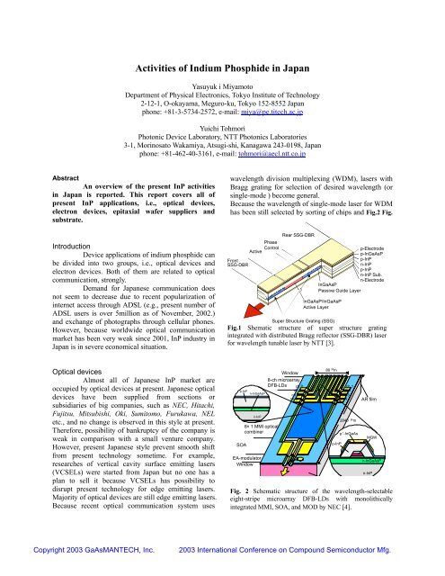 Activities of Indium Phosphide in Japan