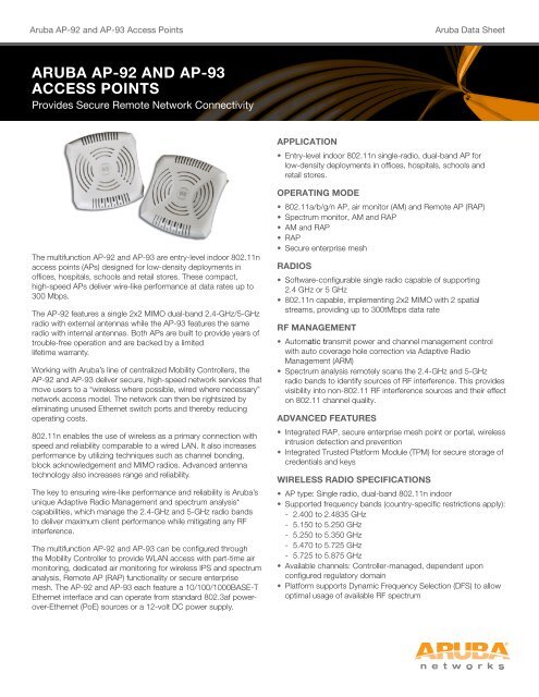 aruba ap-92 and ap-93 access points - SecureWirelessWorks.com