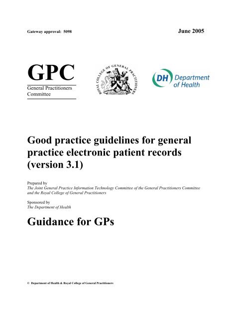 Good Practice Guidelines - NHS Connecting for Health