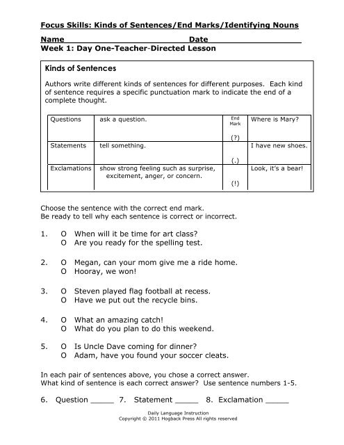 Week 1 Sample - Daily Language Instruction