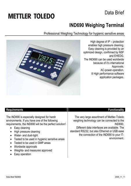 Data Brief IND690 Weighing Terminal