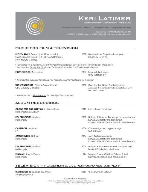 View Filmography - Core Music Agency