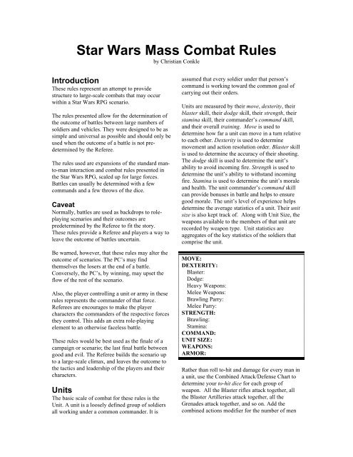 Star Wars Mass Combat Rules - Mecha.com