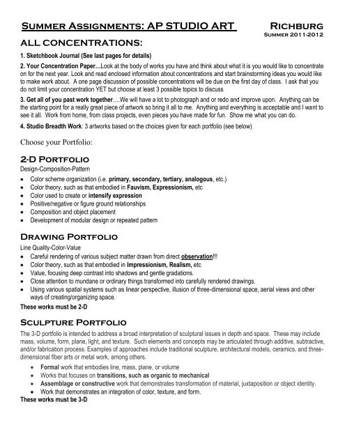 Summer Assignments - Salem High School