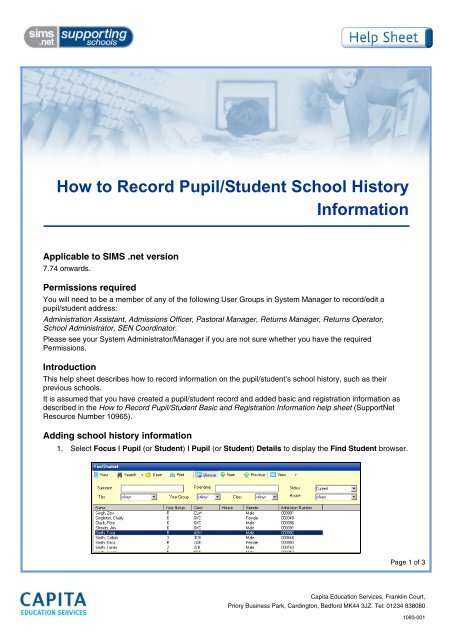 How to Record Pupil Student School History Information.pdf - EiS Kent