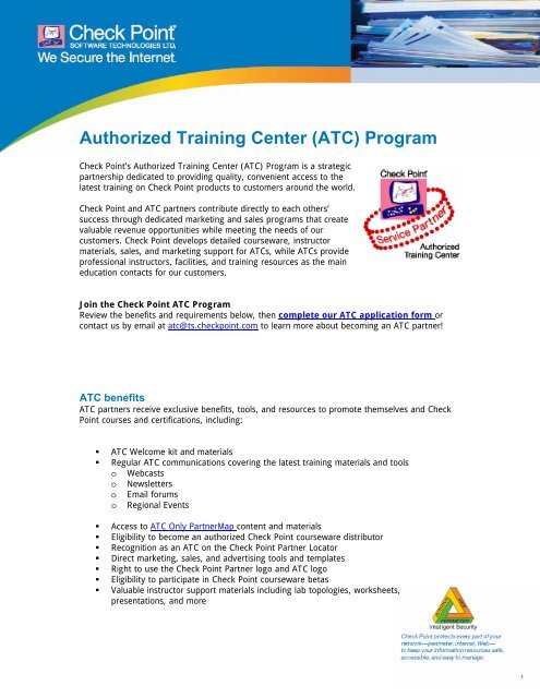 Authorized Training Center (ATC) Program - Check Point