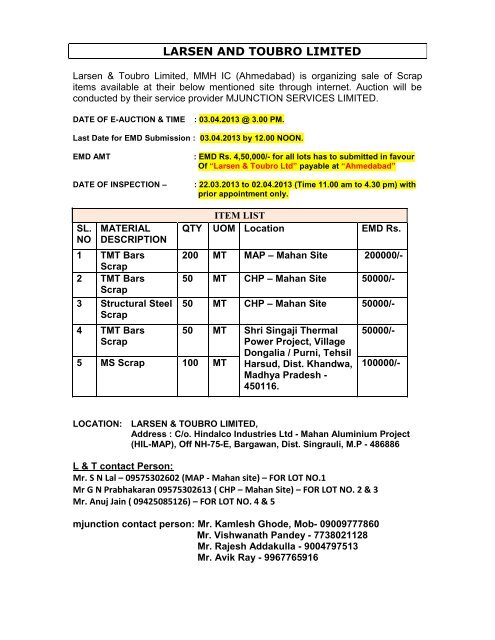 LARSEN AND TOUBRO LIMITED - Metaljunction