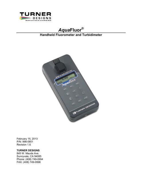 AquaFluor Handheld Fluorometer/Turbidimeter - Turner Designs