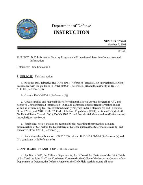 Dod Information Security Program And Protection Of Sensitive