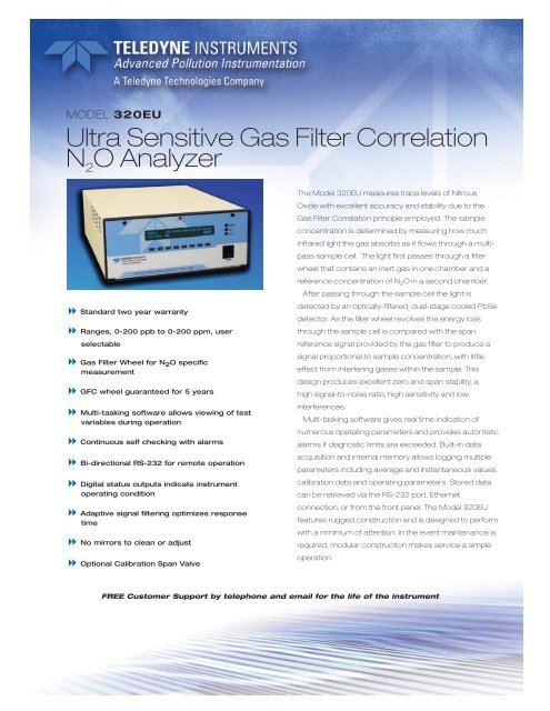 Download specifications - Teledyne API