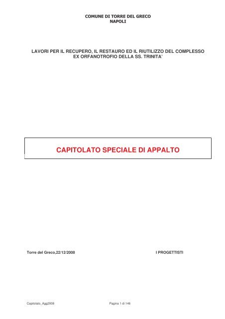 CAPITOLATO SPECIALE DI APPALTO - Comune di Torre del Greco