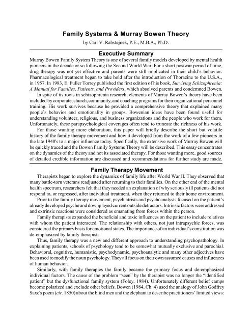 Family Systems & Murray Bowen Theory - info