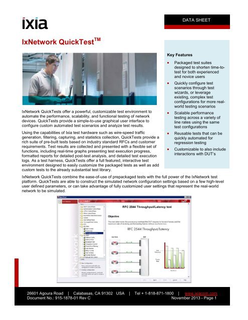 IxNetwork QuickTestTM - Ixia