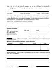 Letter of Recommendation FAQ - Sumner School District