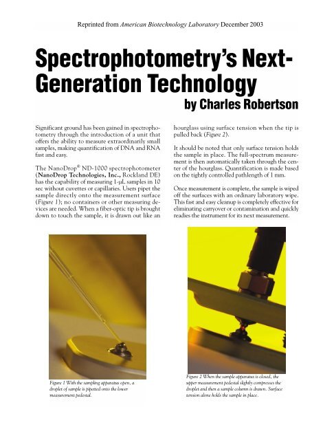 Spectrophotometry's Next- Generation Technology - NanoDrop