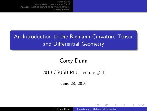 An Introduction to the Riemann Curvature Tensor and Differential ...