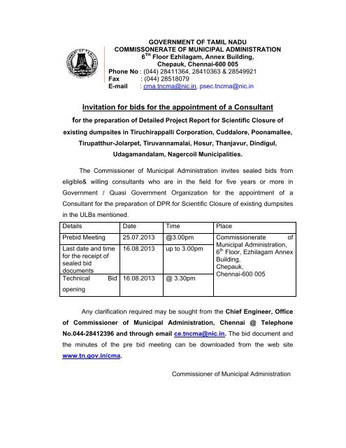 Appointment of a Consultant for the preparation of Detailed Project ...