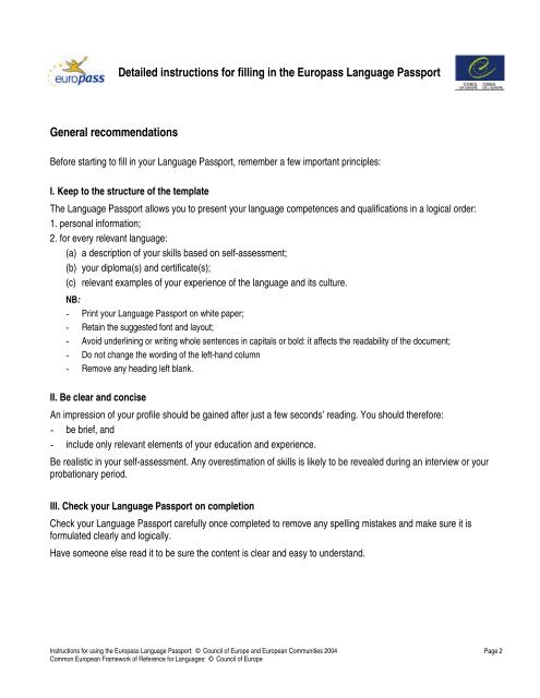 Detailed instructions