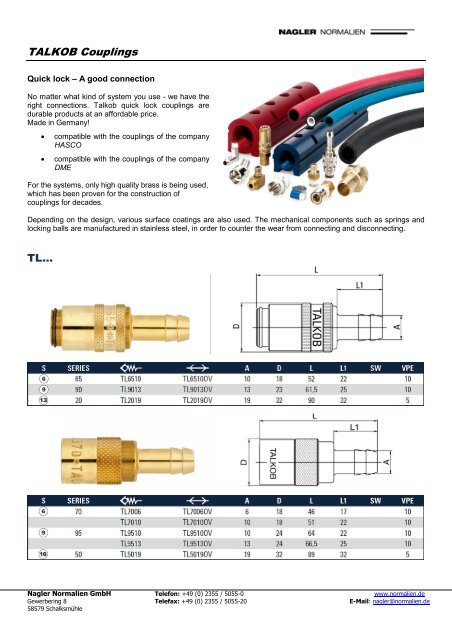 TALKOB Couplings - Nagler Normalien GmbH