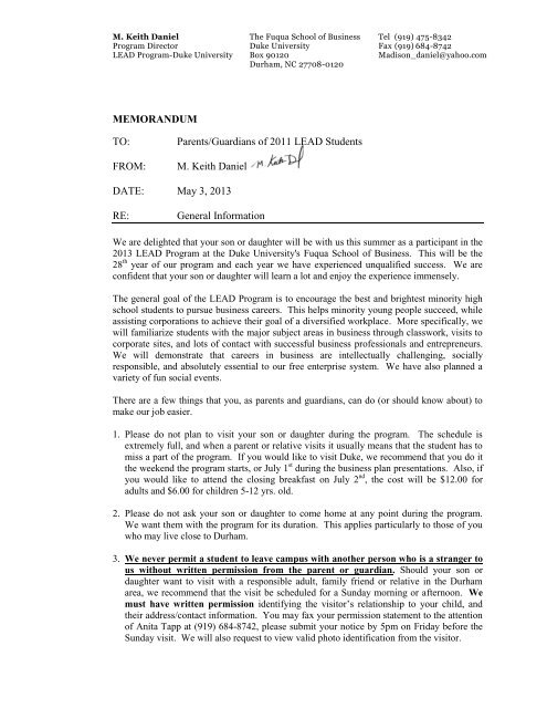 Fuqua Master Letterhead Template. - Duke University's Fuqua ...