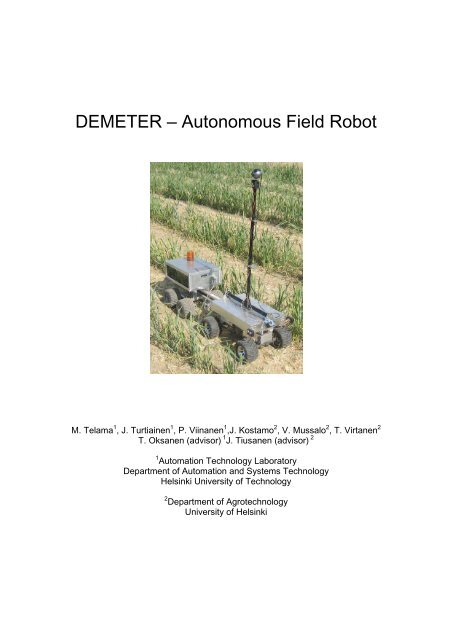 DEMETER â Autonomous Field Robot