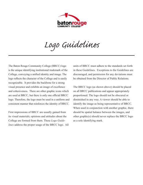 BRCC Logo Guidelines - Baton Rouge Community College
