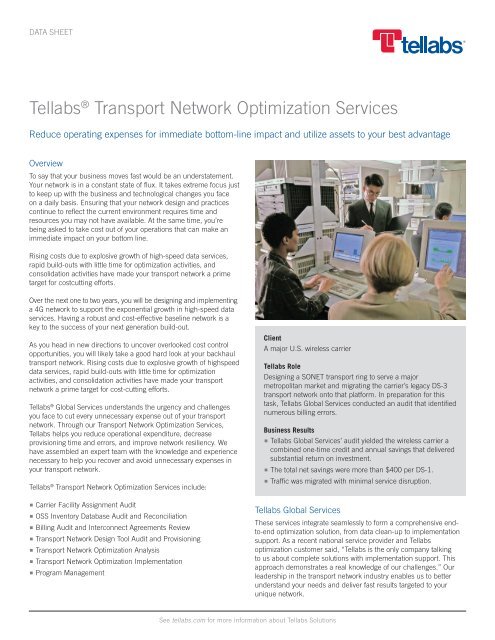 Tellabs Transport Network Optimization Services
