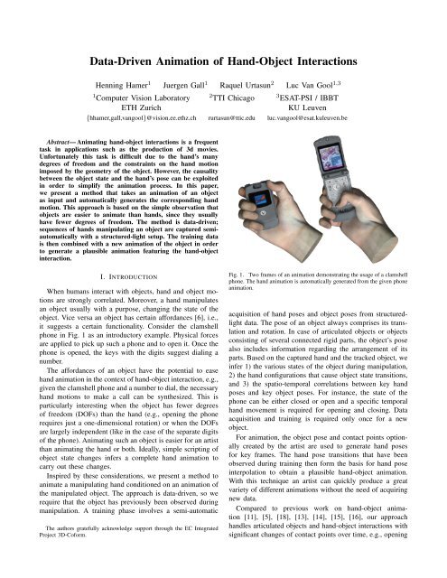 Data-Driven Animation of Hand-Object Interactions - Computer ...