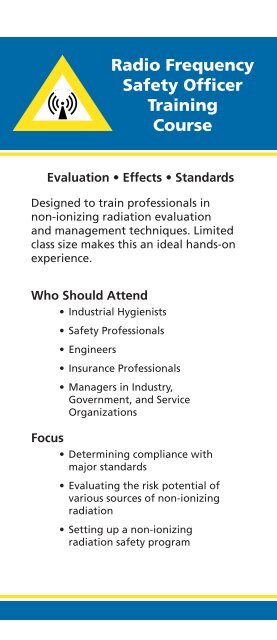 Radio Frequency Safety Officer Training Course - Narda Safety Test ...