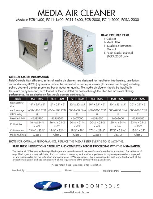 Instruction Manuals - Field Controls