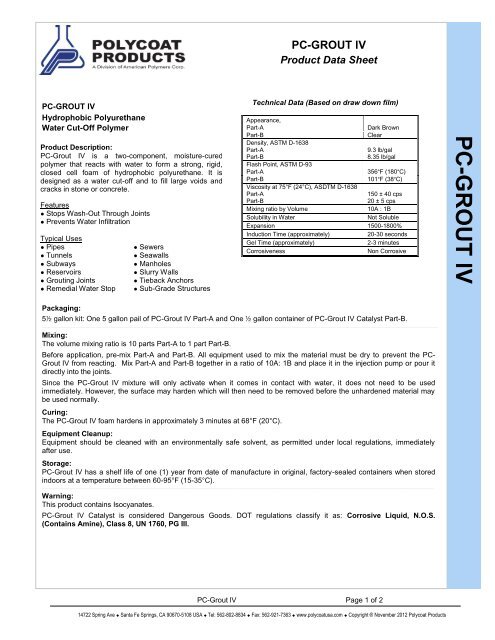 PC-Grout IV - Polycoat Products