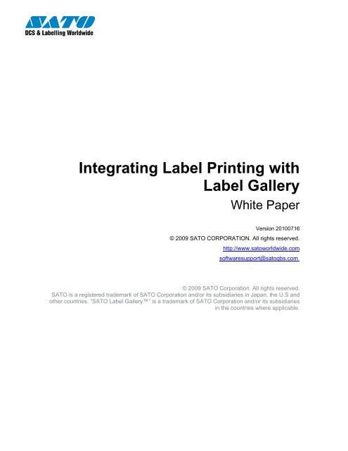 Integrating Label Printing with NiceLabel - SATO New Zealand