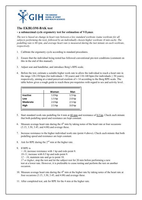 The EKBLOM-BAK test - GIH
