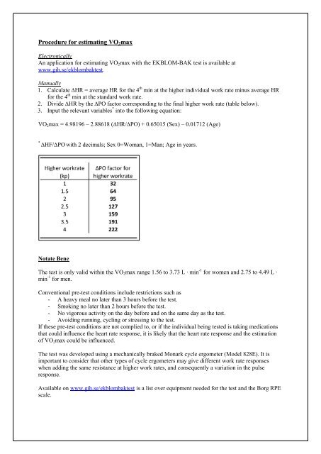 Procedure for estimating