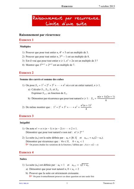 PDF Télécharger raisonnement par récurrence exemple Gratuit PDF ...