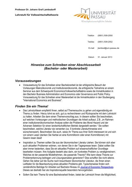 Hinweise und Richtlinien