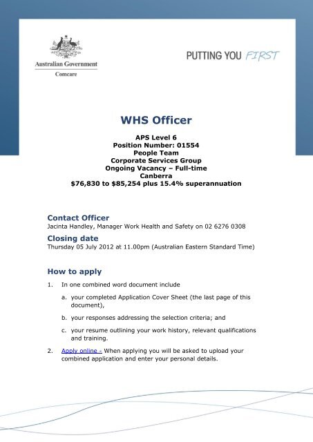 WHS Officer - Comcare