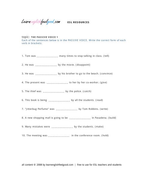 the passive voice 1.pdf - LearnEnglishFeelGood.com
