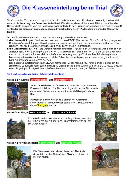 Die Klasseneinteilung beim Trial