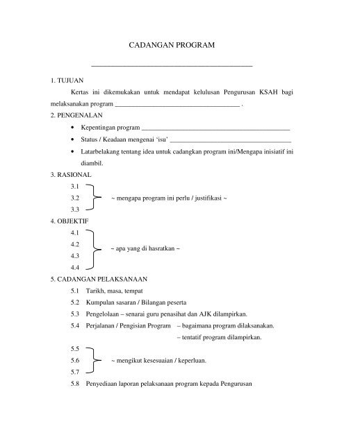 cadangan program