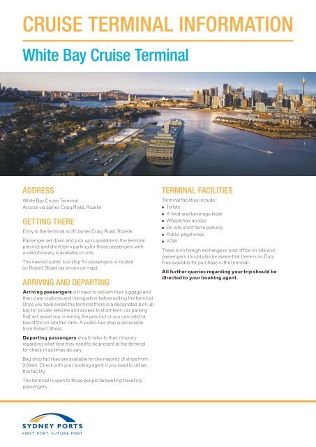 White Bay Cruise Terminal - Sydney Ports