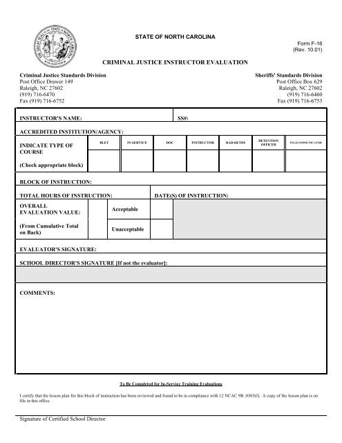 F-16 C.J. Instructor Evaluation Form